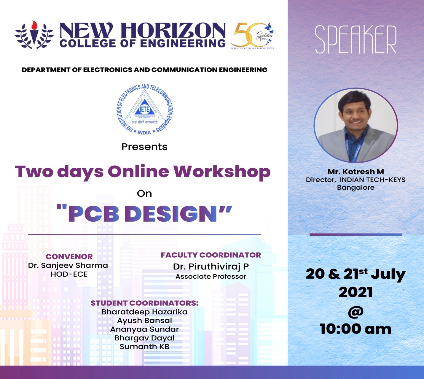 Two Days Online Workshop on PCB Design | NHCE